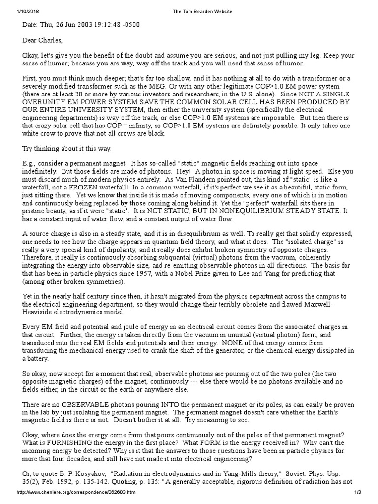 Tom Bearden Explains Where The M.E.G. Power Comes From | PDF | Photon ...