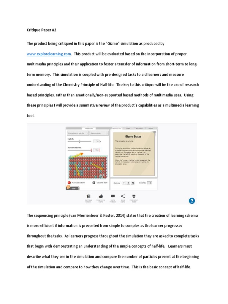 Critique 2 | PDF | Learning | Simulation