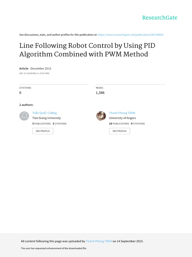 Line Following Robot Control By Using Pid Algorithm Combined With Pwm Method Pdf