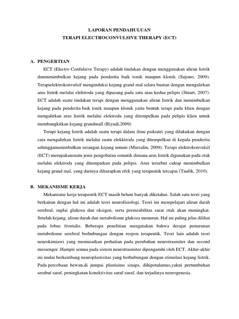 Laporan Pendahuluan Ect | PDF