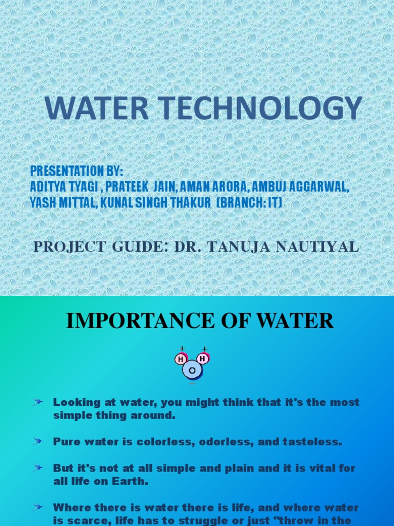 Water Technology: Project Guide: Dr. Tanuja Nautiyal | PDF | Water ...