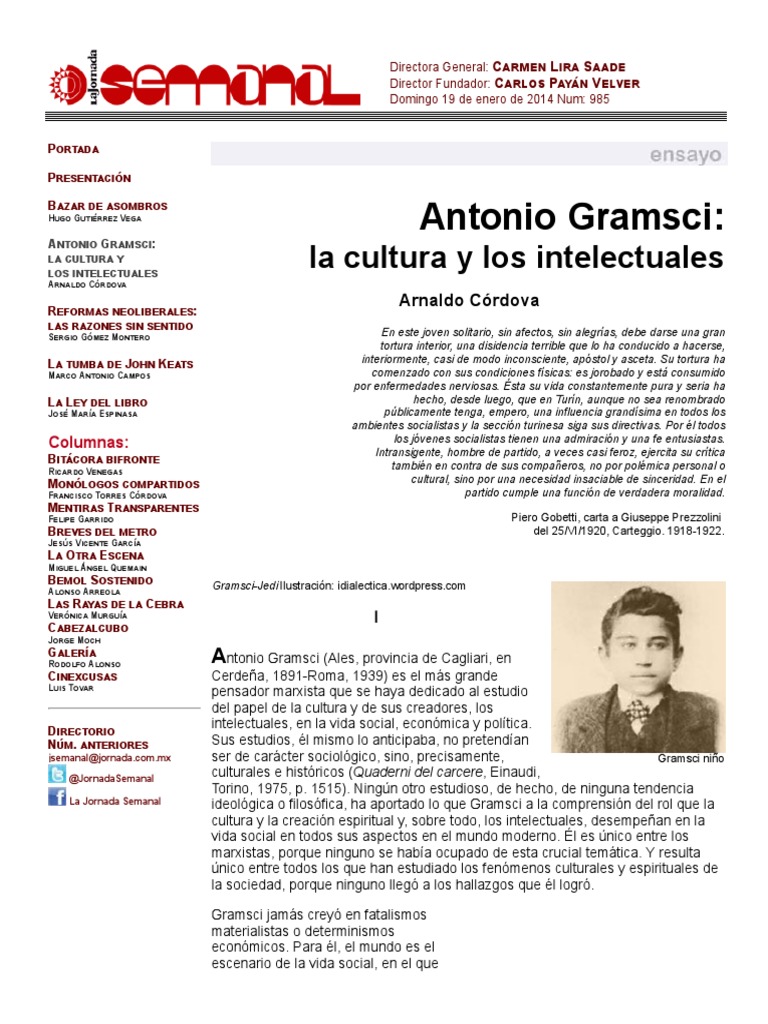 Antonio Gramsci - La Cultura y Los Intelectuales | PDF | Antonio ...
