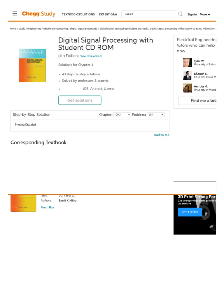 Chapter 2 Solutions - Digital Signal Processing With Student CD ROM 4th Edition | PDF | Textbook ...