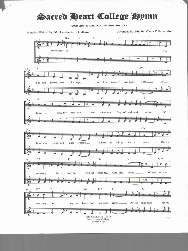 Sacred Heart College Hymn