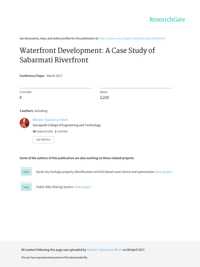 Waterfront Development: A Case Study of Sabarmati Riverfront | Download ...