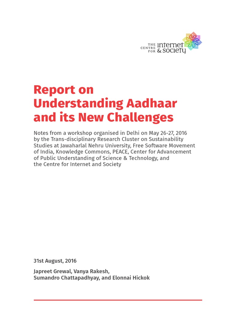 CIS - UnderstandingAadhaarAndItsNewChallenges - Report PDF | PDF ...