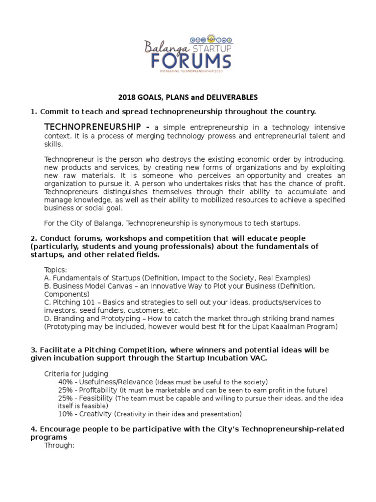 2018 Goals, Plans, Deliverables | PDF | Entrepreneurship | Goal