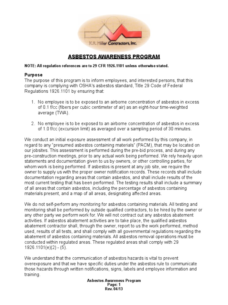 Asbestos Awareness Program Overview | PDF | Asbestos | Employment