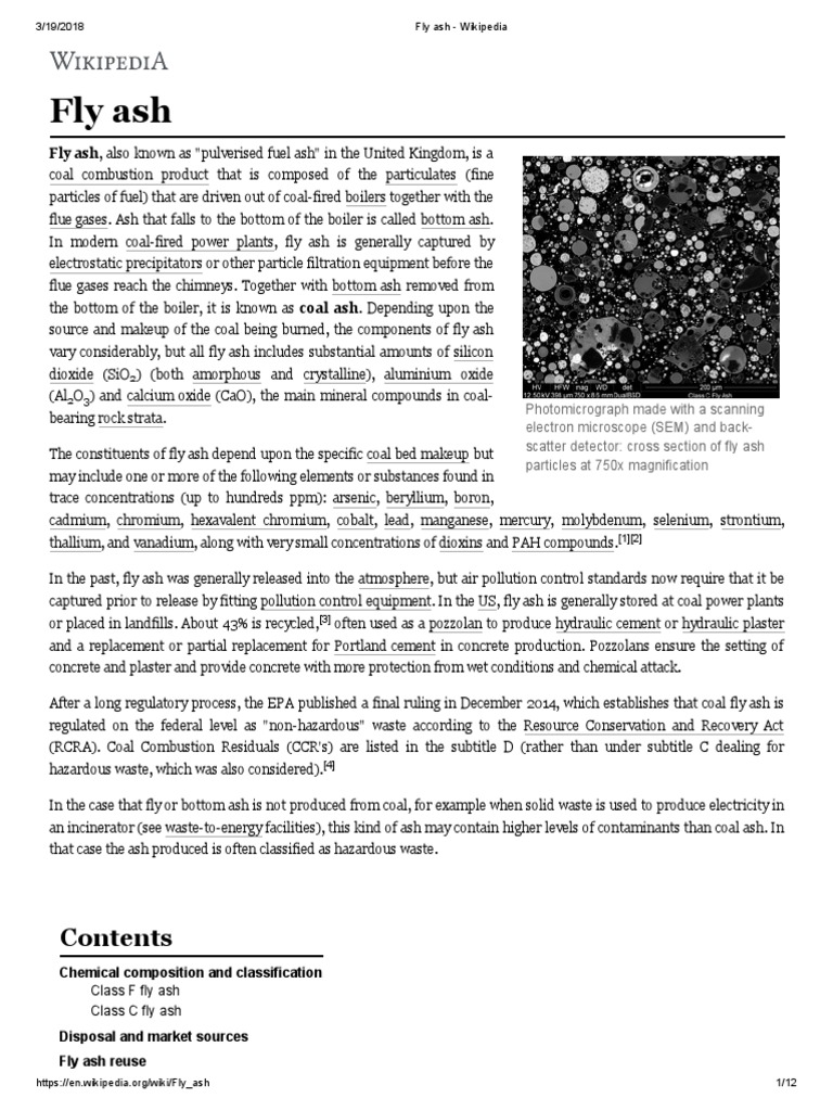 Fly Ash - Wikipedia | PDF | Fly Ash | Resource Conservation And ...