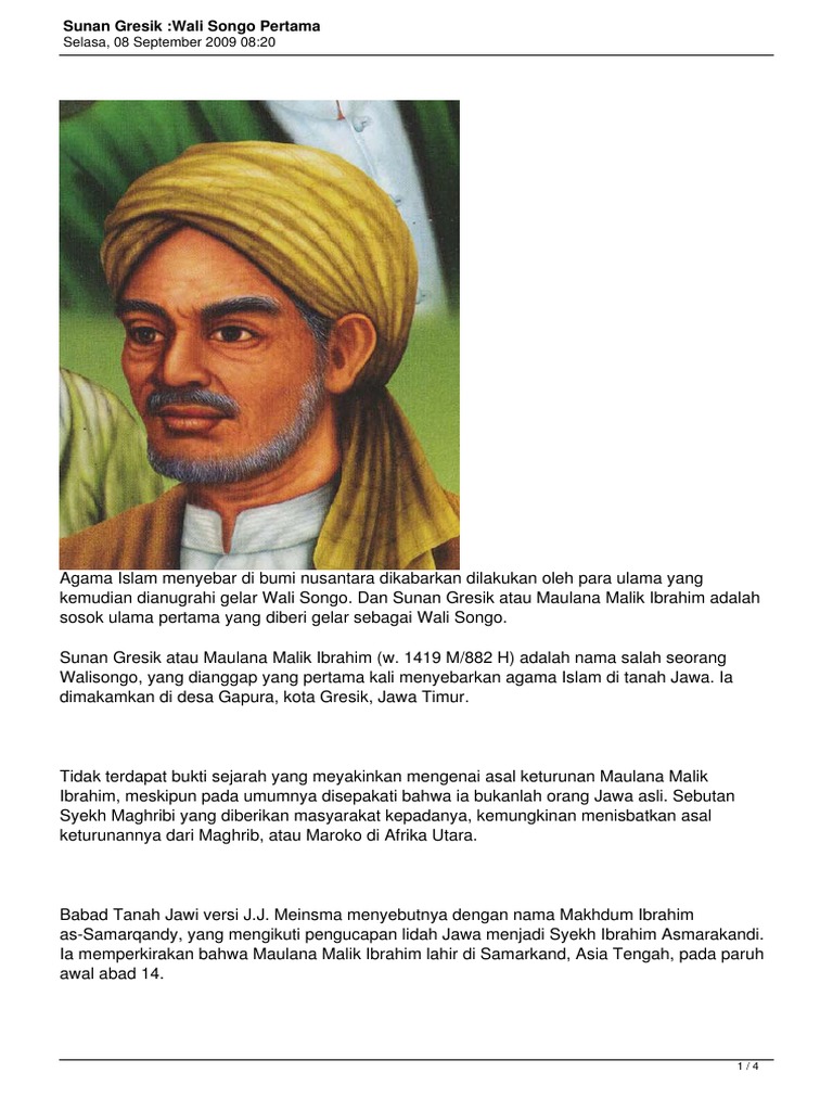 Sunan Gresik Walisongo Pertama | PDF