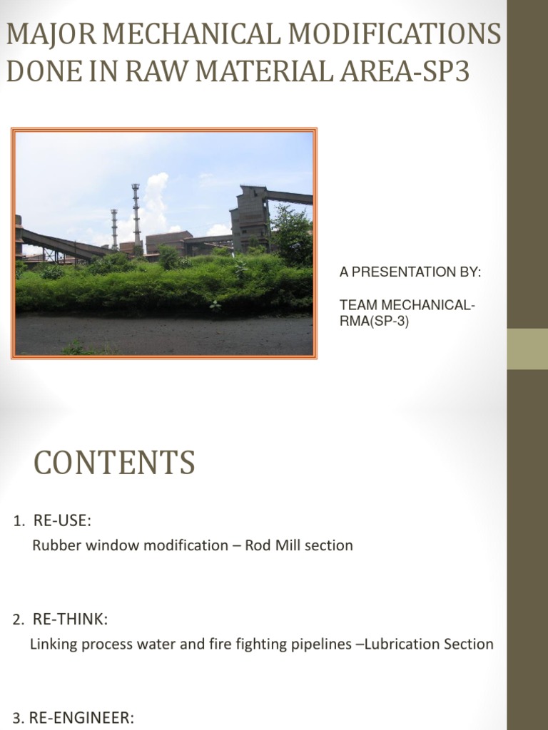 Major Mechanical Modifications Done in Raw Material Area-Sp3 | PDF ...