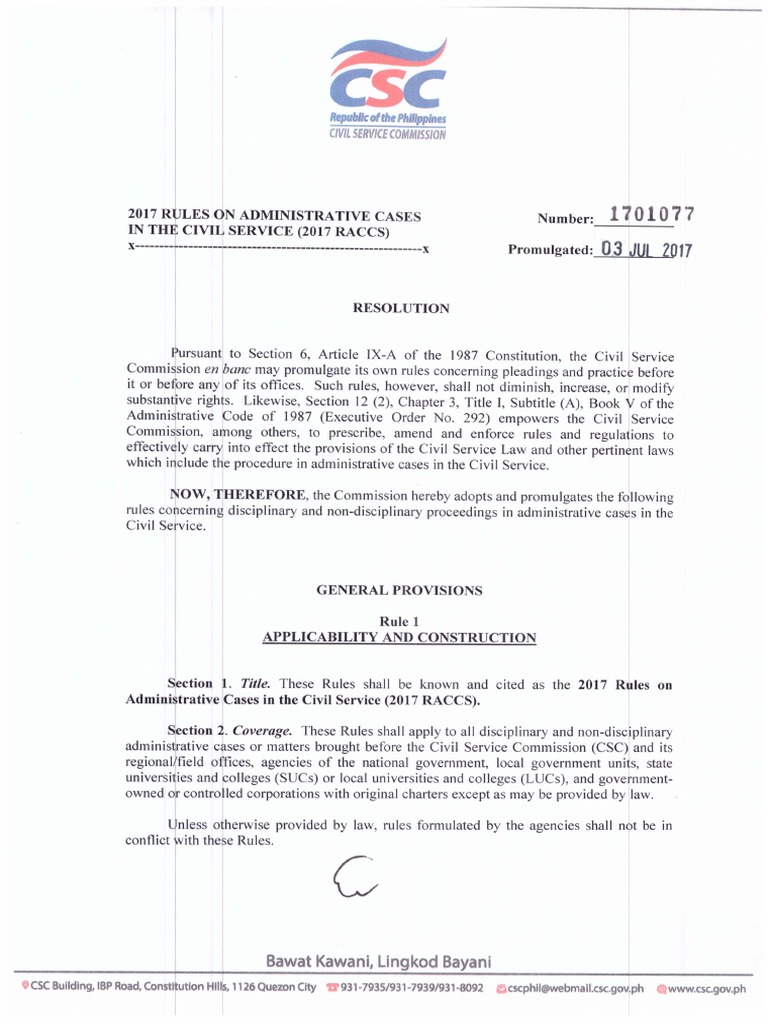 2017 CSC Rraccs | PDF