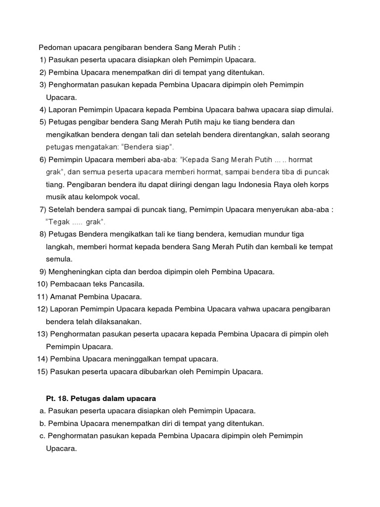 Pedoman Upacara Pengibaran Bendera Sang Merah Putih | PDF | Seni