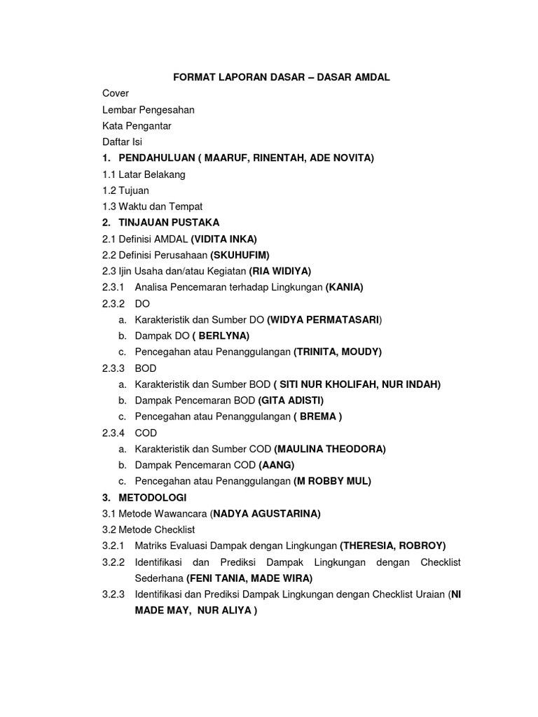 Format Laporan Amdal | PDF | Kesehatan Holistik | Teknologi & Rekayasa