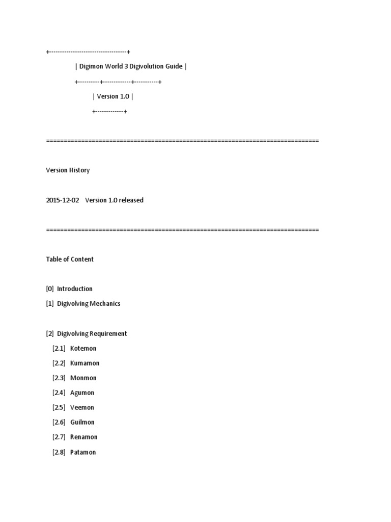Digimon World 3 Digivolution Guide | PDF | Nature | Leisure