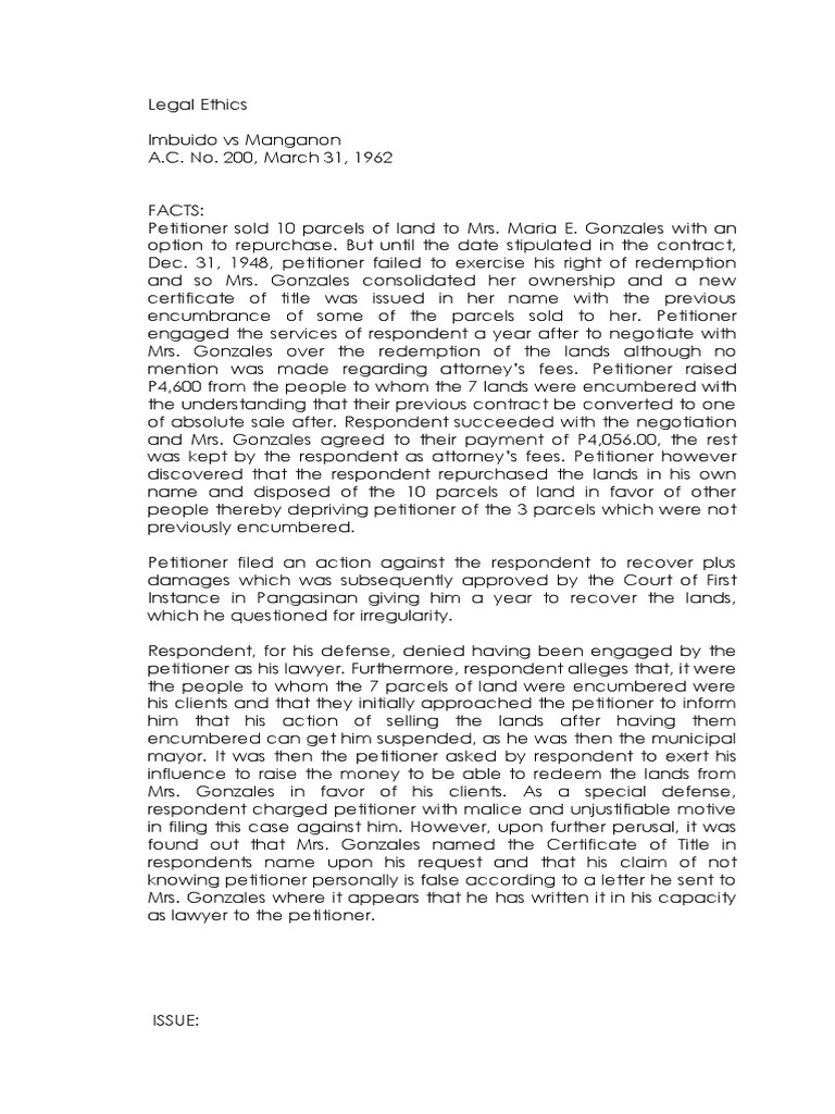 Imbuido Vs Manganon | PDF | Lawyer | Attorney's Fee