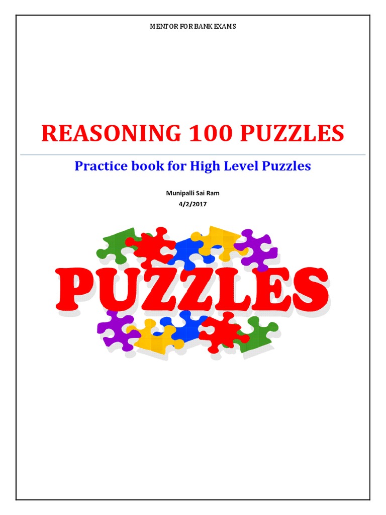 Reasoning 100 Puzzles: Practice Book For High Level Puzzles | PDF ...