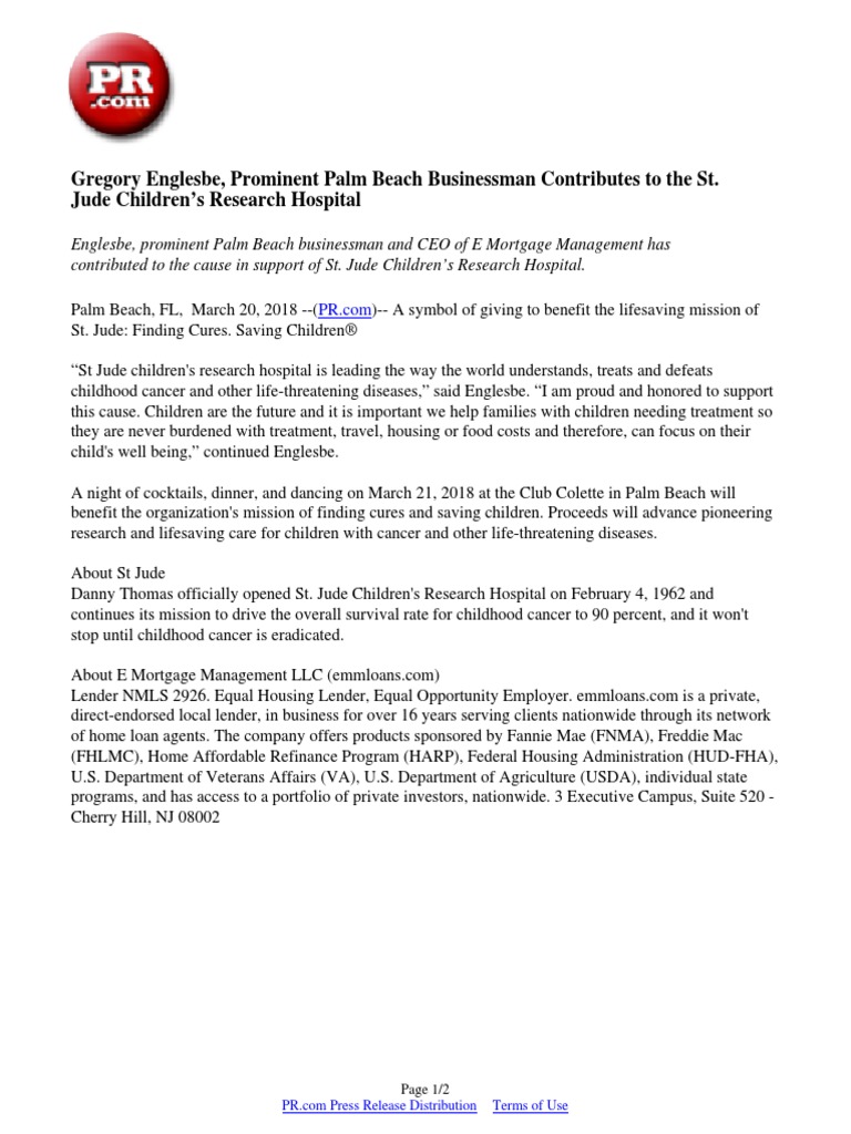 Gregory Englesbe, Prominent Palm Beach Businessman Contributes To The ...