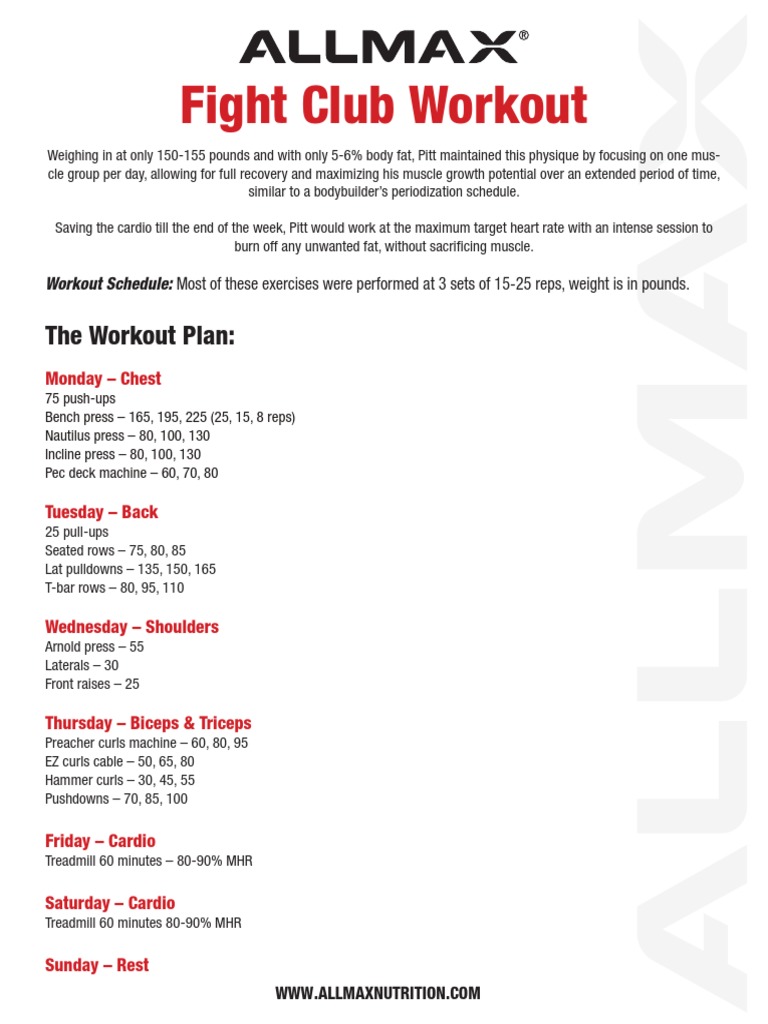 Brad Pitt's Fight Club Workout Plan | PDF | Wellness