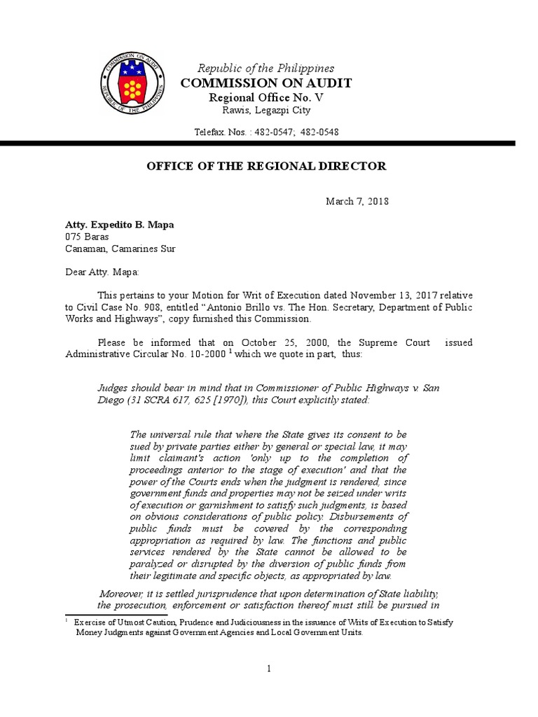 Writ of Execution Guidance for Atty. Mapa | PDF | Judgment (Law) | Lawsuit