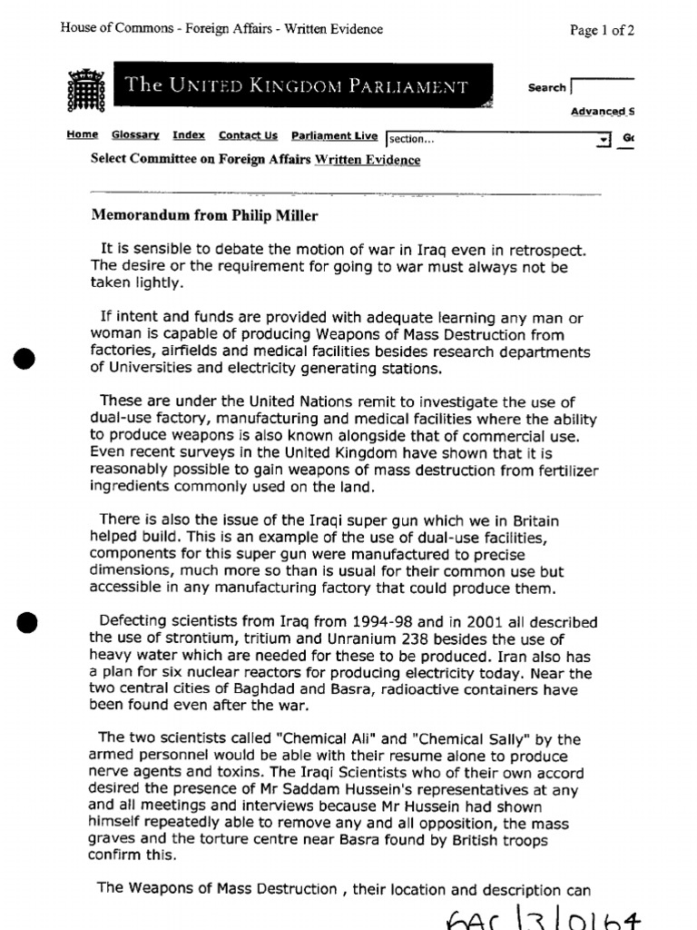 Fac 3 0164to0165 | PDF | Iraq | Weapons Of Mass Destruction