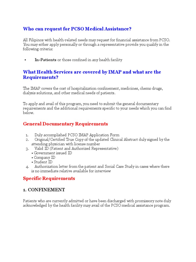 PCSO Medical Aid Eligibility Guide | PDF | Finance & Money Management | Law