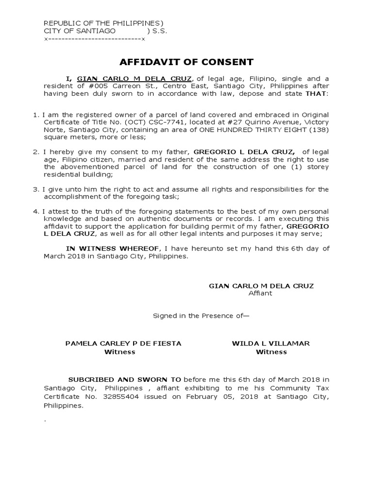 Affidavit of CONSENT | PDF