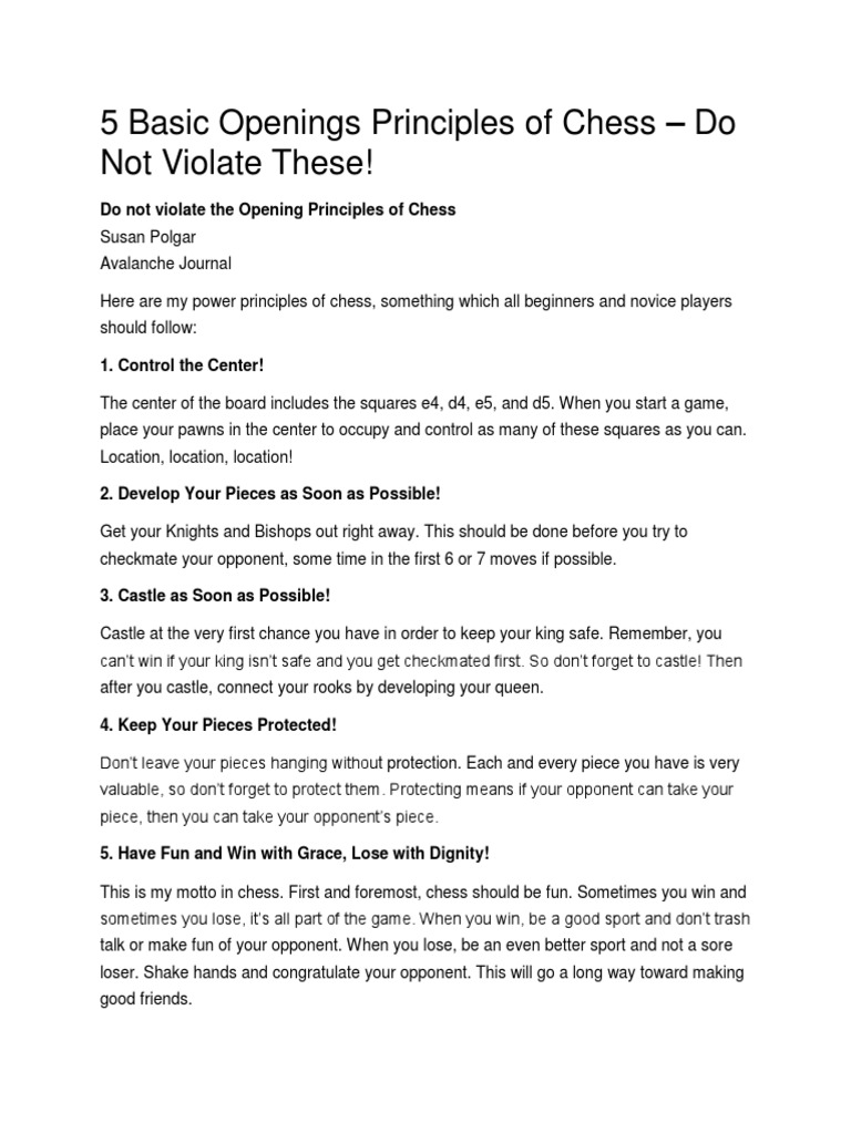 Chess Principles | PDF | Chess Openings | Chess Strategy