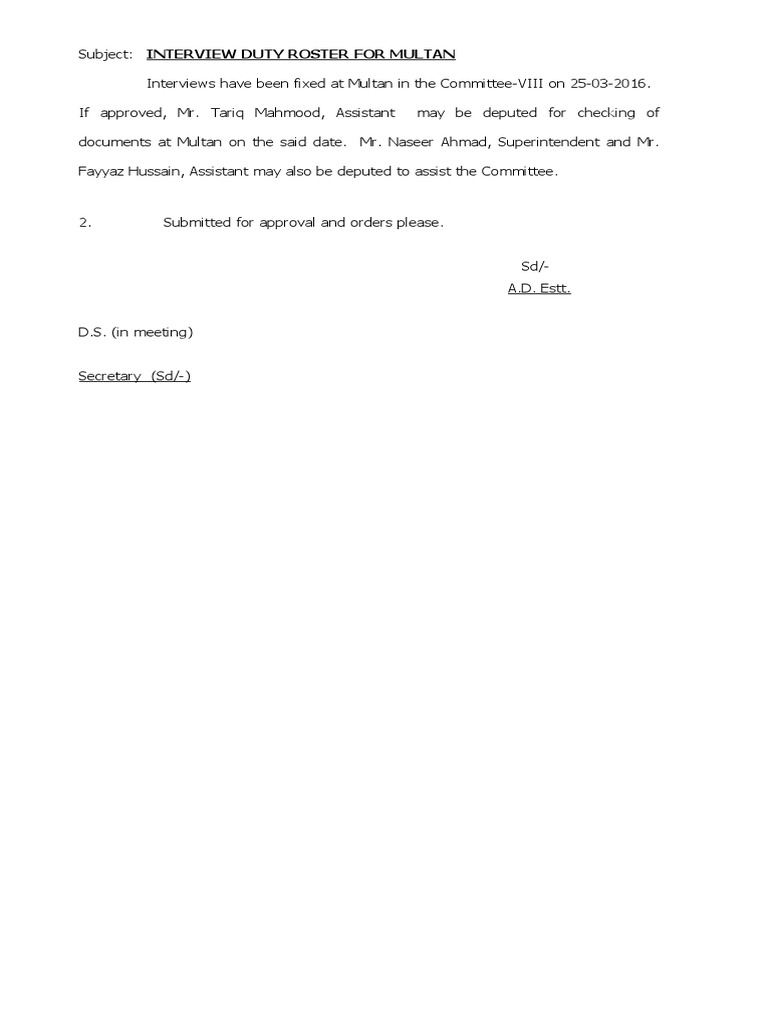 Noting Letter (a II) 2014 | Civil Service | Lahore