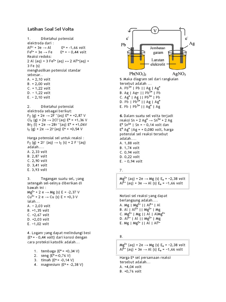 Soal Sel Volta | PDF | Sains & Matematika