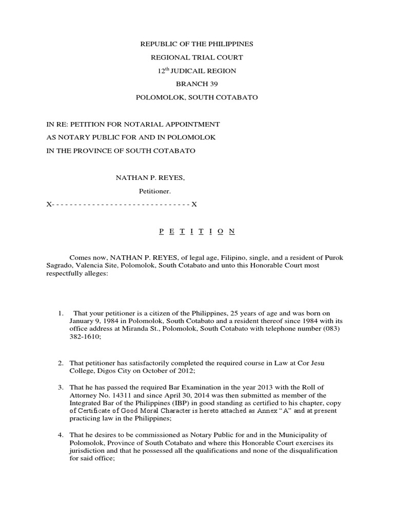 Petition For Notarial Commission | Download Free PDF | Notary Public ...