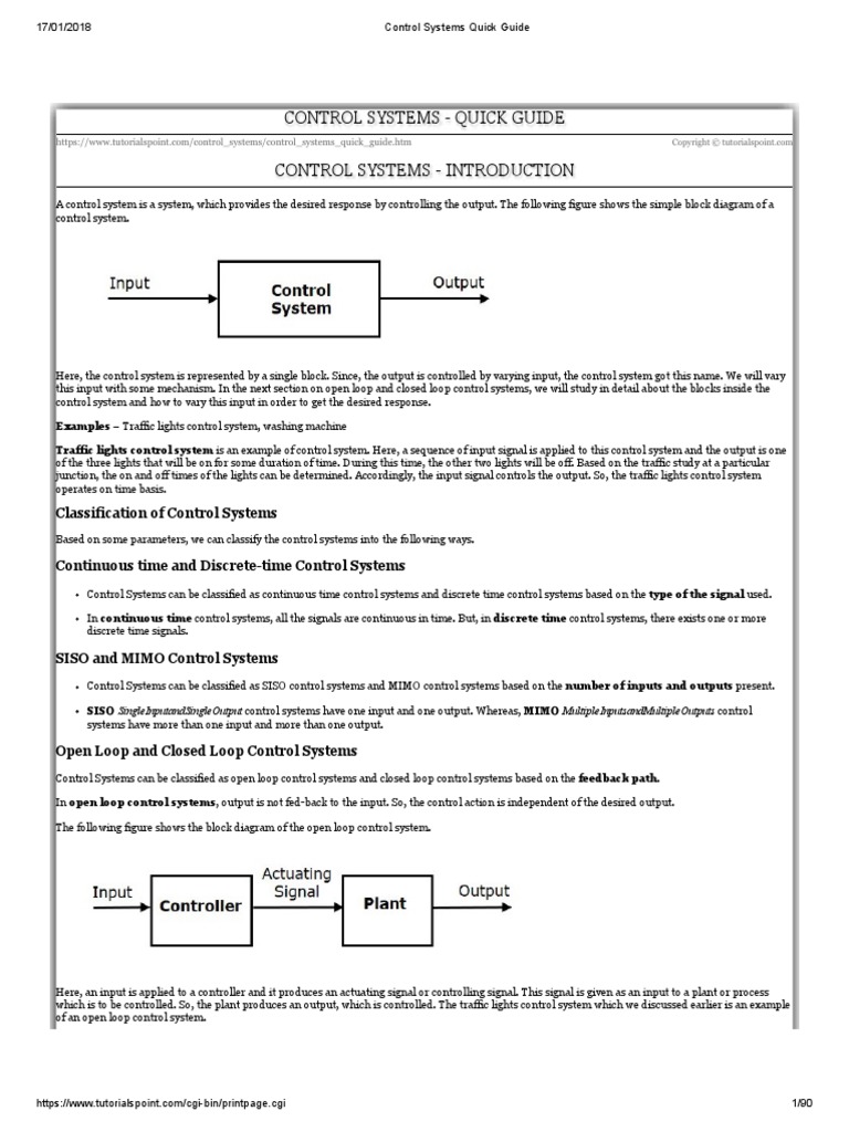 Control Systems Quick Guide | PDF | Control Theory | Torque