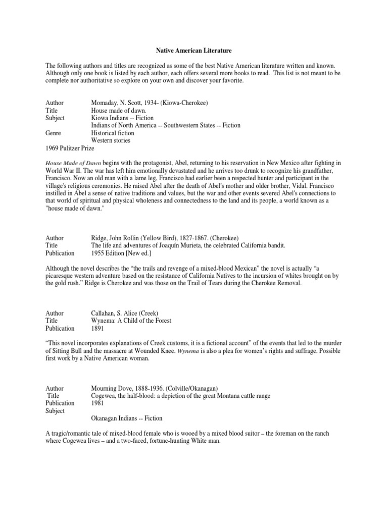 Native American Literature | PDF | Indigenous Peoples Of North America
