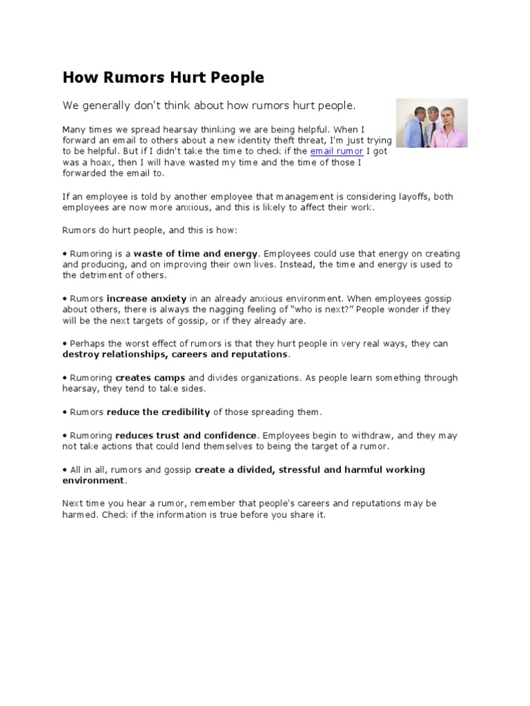 How Rumors Hurt People | PDF | Employment | Anxiety