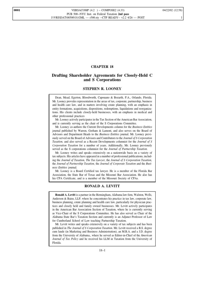 Article On Drafting Shareholders Agreement | PDF | S Corporation | Stocks