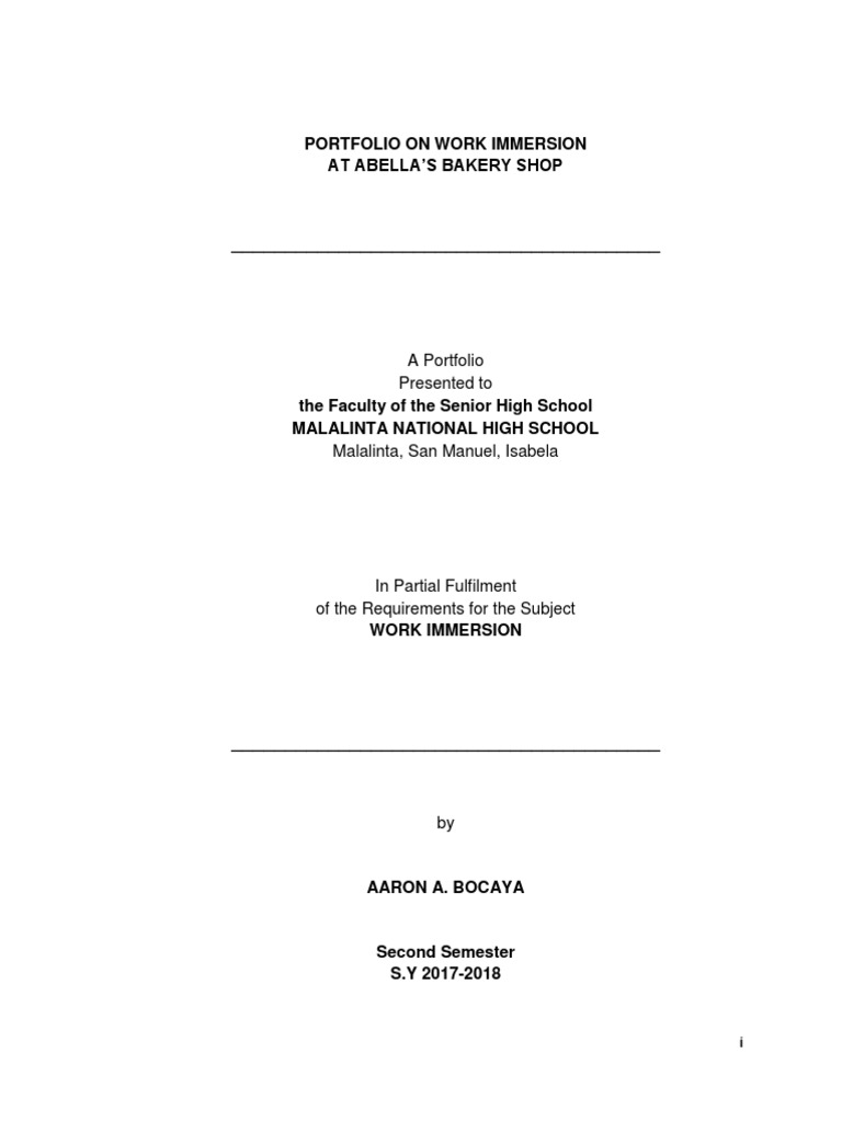 Baking Up Experience: A Portfolio on Work Immersion at Abella's Bakery ...