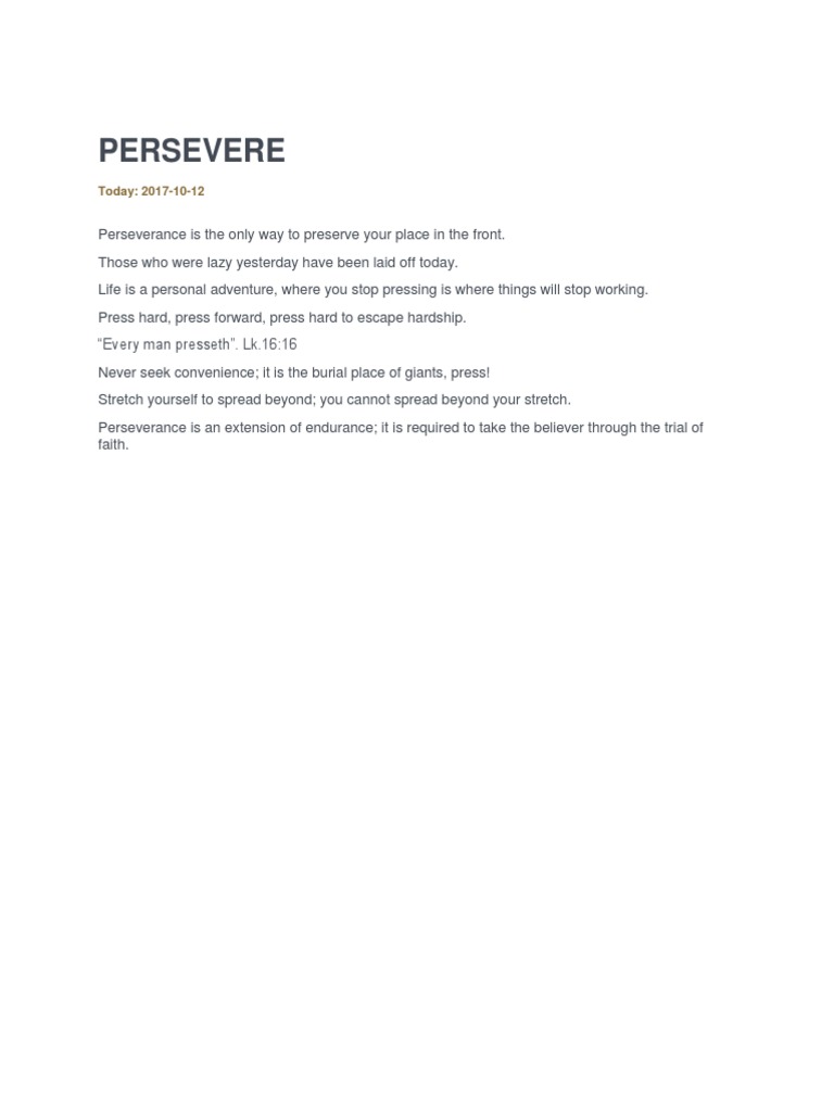 Persevere | PDF