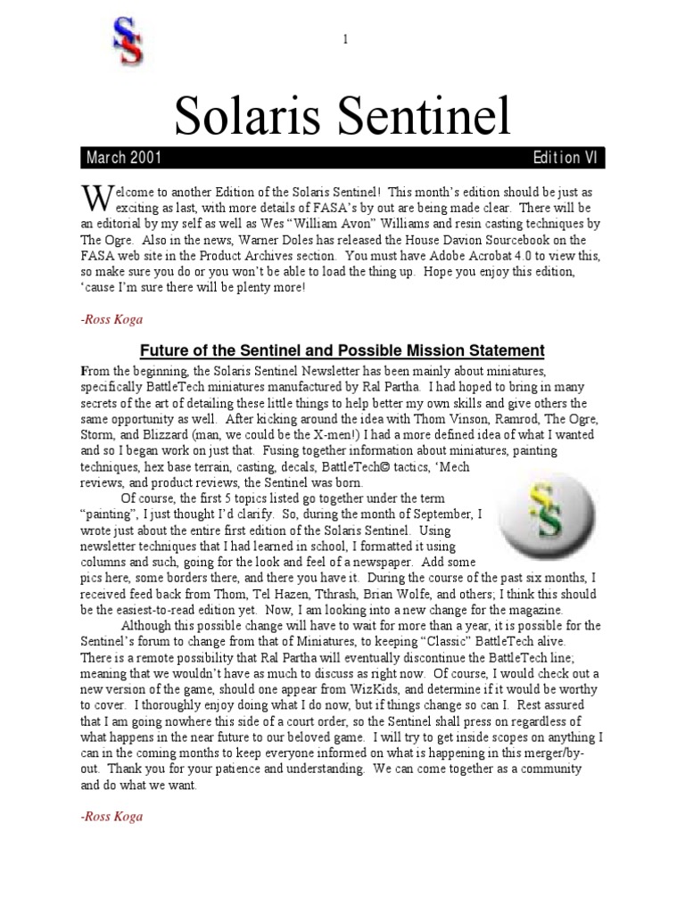 Solaris Sentinel: March 2001 Edition VI | PDF | Epoxy | Paintings