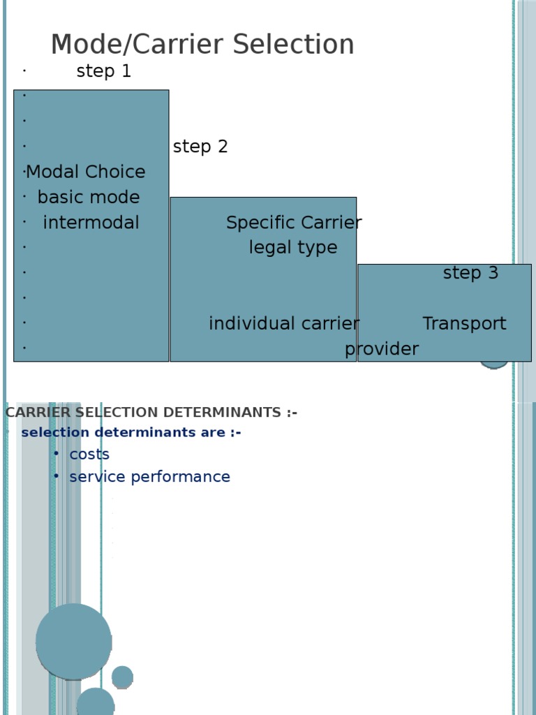 Mode/Carrier Selection: Step 1 | PDF | Cargo | Containerization