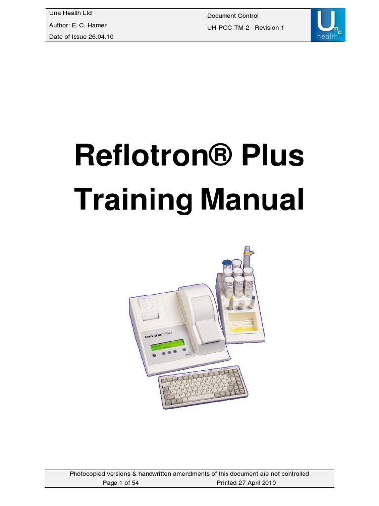 Reflotron Plus Training Manual | PDF | Cholesterol | High Density ...