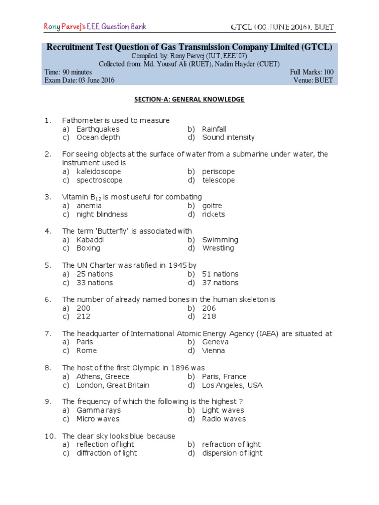 GTCL 03 June 2016 Buet Question Final | PDF | Electric Motor ...