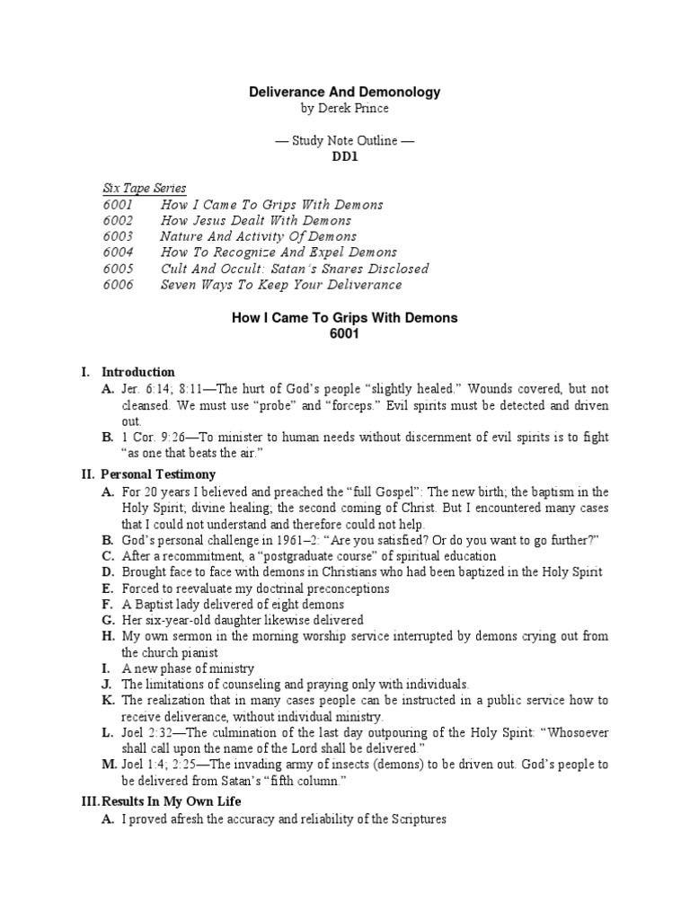 Deliverance & Demonology DD1ol PDF | PDF | Demons | Gospel Of Mark