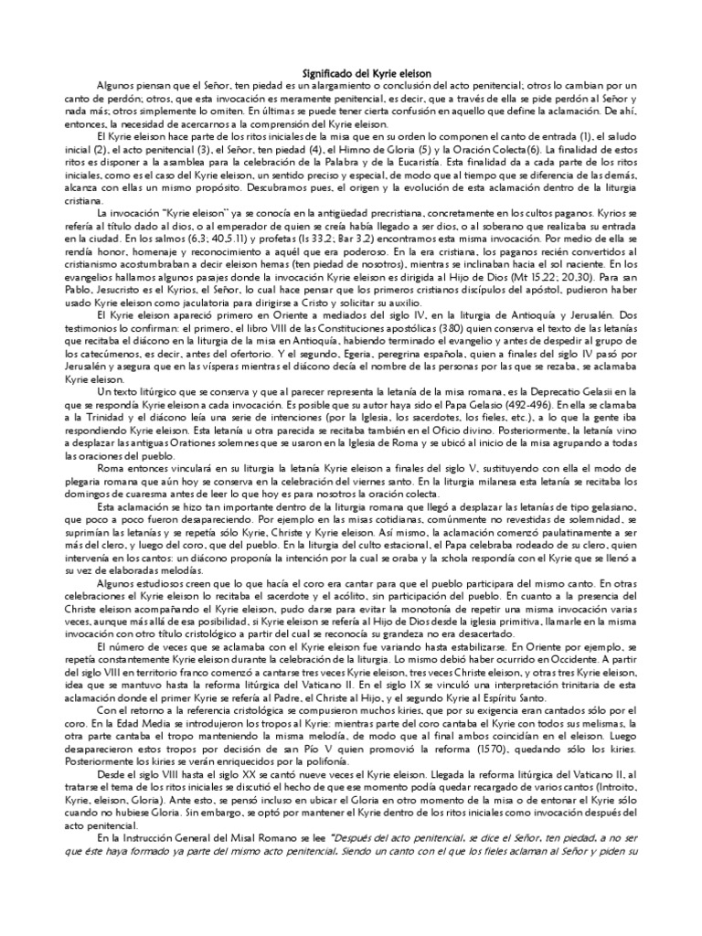 Significado Del Kyrie Eleison | PDF | Misa (liturgia) | Adoración ...