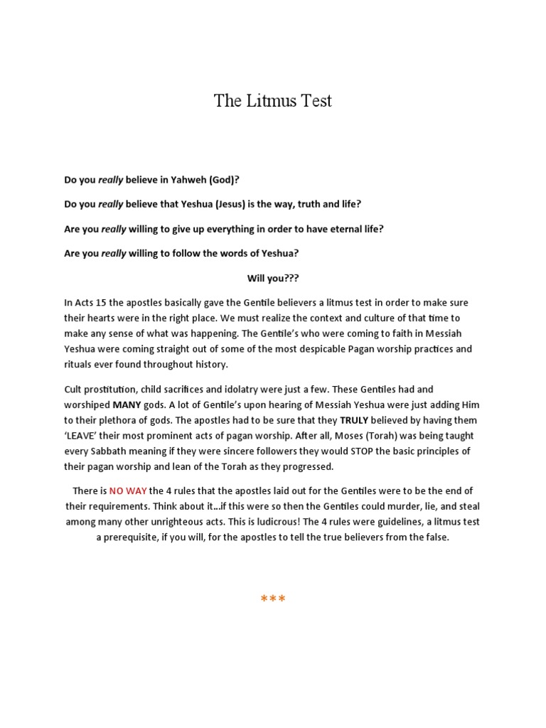 The Litmus Test | PDF | Jesus | Bible Content