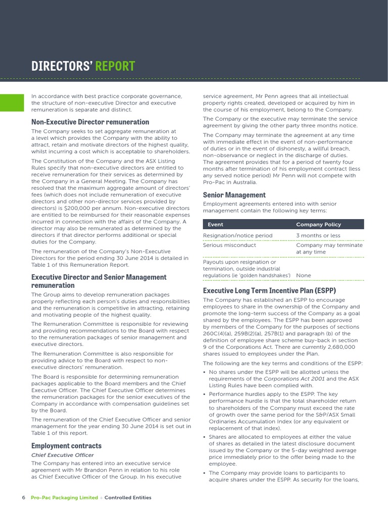 Directors': Non-Executive Director Remuneration | PDF | Chief Executive ...