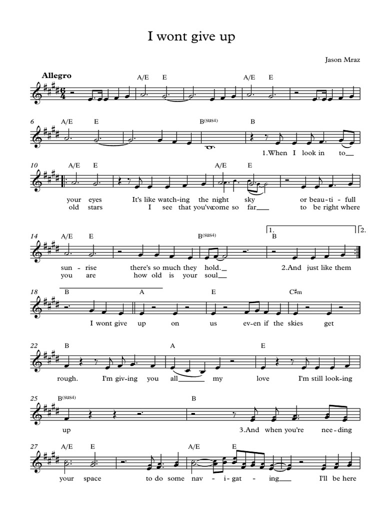 I Wont Give Up (Jason Mraz) | PDF | Nature