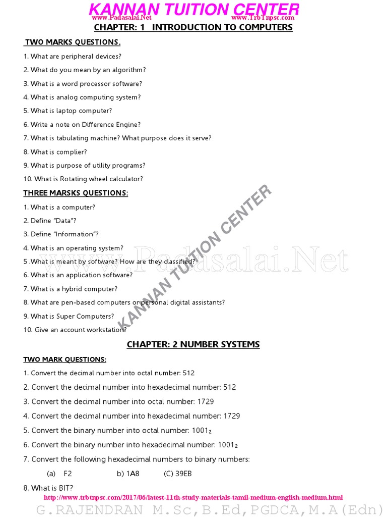 11th Computer Science Important Questions em | PDF | Computer Network ...