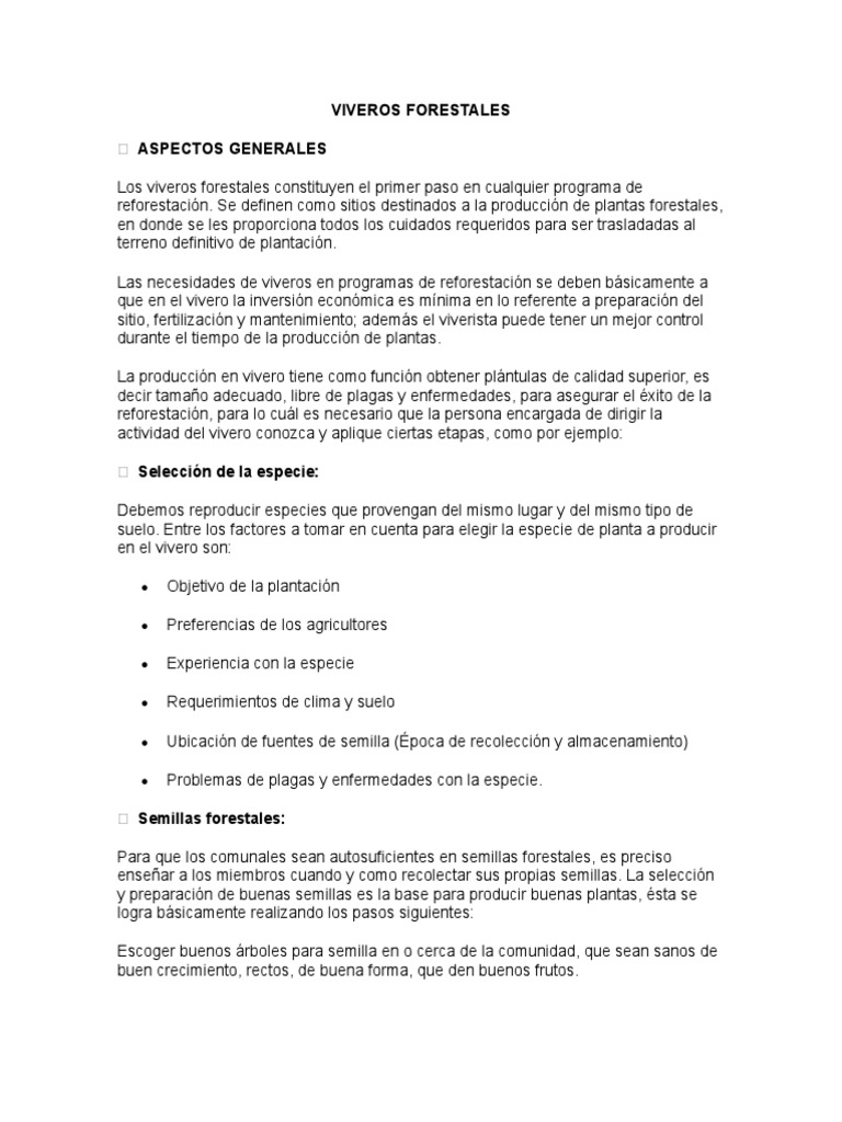 Viveros Forestales | PDF | Los bosques | Siembra