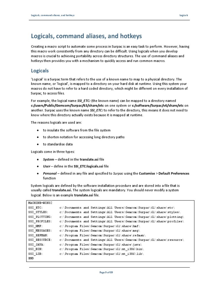 Logical S Aliases and Hot Keys | PDF | Computer File | Keyboard Shortcut