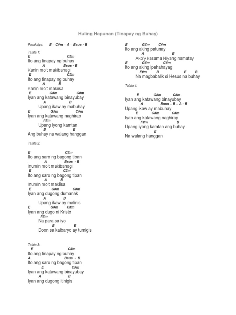 Huling Hapunan (Tinapay Ng Buhay) With Chords